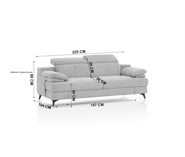 Sofá TITUS 3 plazas color gris claro - Conforama
