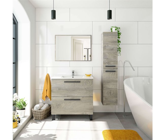 Pack de Baño Athena Estilo Natural en Color Roble Alaska con Mueble de ...