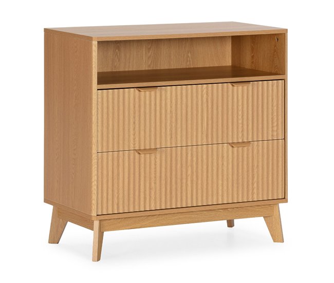 Cómoda de noche Oporto 2 cajones 1 hueco efecto Roble - Conforama