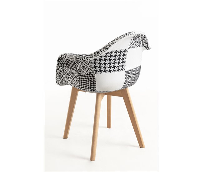 Pack 2 Sillas Belu Patchwork - Patchwork blanco y negro - Conforama