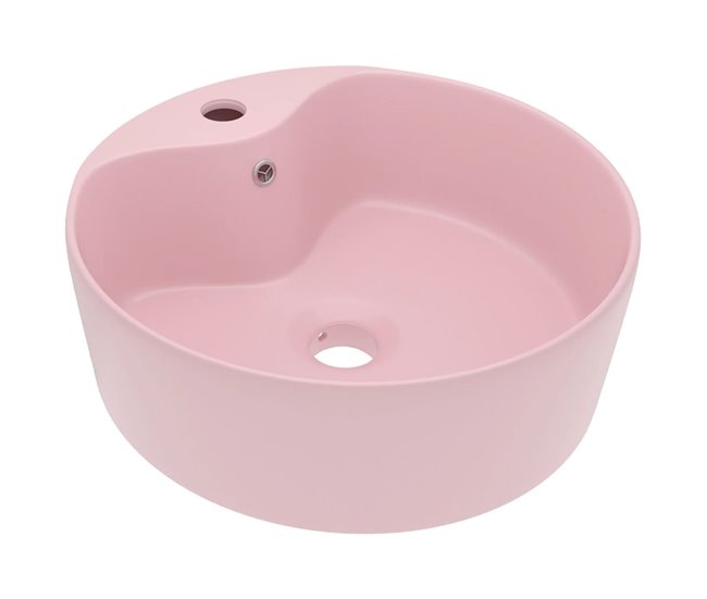 Lavabo - Lavamanos lujo con rebosadero cerámica rosa mate 36x13 cm ...