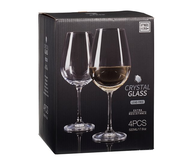 Juego de 4 Copas de Vino Blanco Diseño Cristalino y Acabado Mate 520ml - Conforama