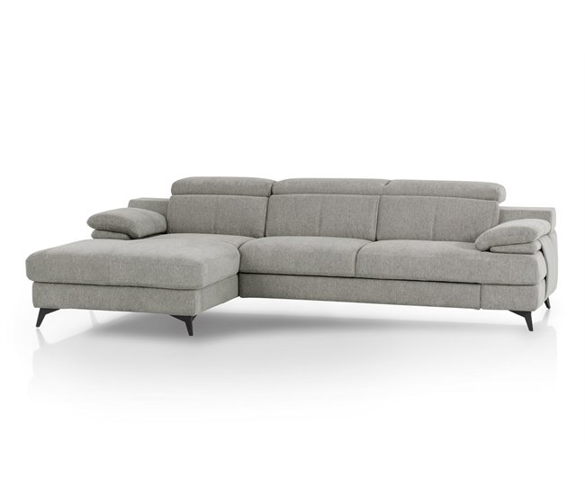Chaise longue TITUS con cama lado izquierdo color gris Conforama