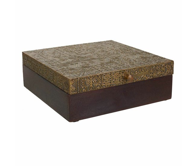 Caja-Joyero Alexandra House Living Marrón oscuro Latón Madera de mango ...