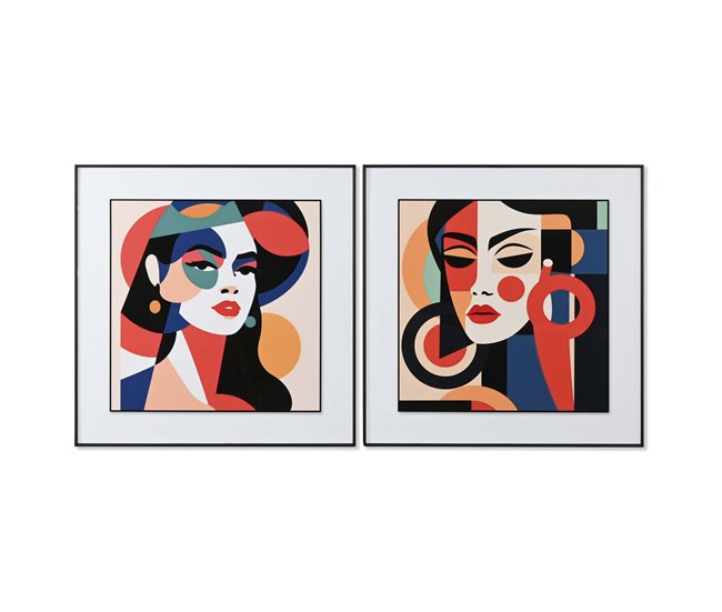 Cuadro Home ESPRIT Abstracto Moderno 80 x 3,5 x 80 cm (2 Unidades ...