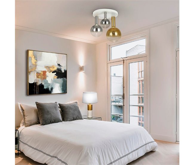 plafon de techo metal color blanco/gris/oro serie matices 55cm - Conforama