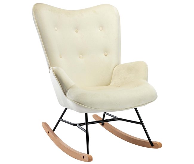 Silla mecedora rocking chair tapizado con botones decorativos en ...