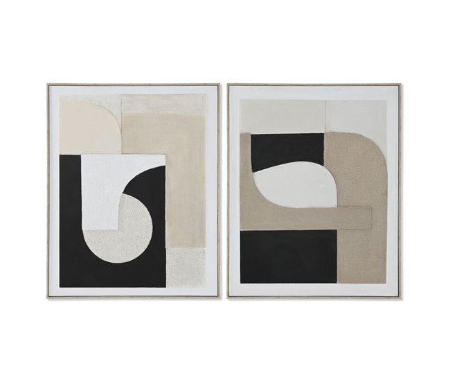 Cuadro Home ESPRIT Marrón Negro Abstracto Urbano 82 x 3,8 x 102 cm (2 ...