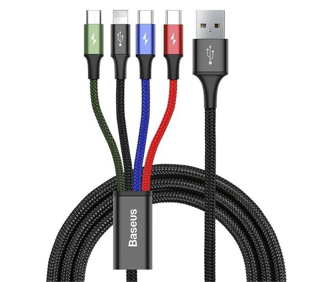 Cable USB a Micro USB, USB-C y Lightning Baseus CA1T4-B01 Negro 1,2 m - Conforama