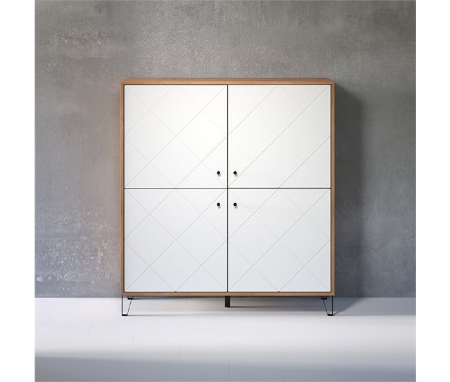 Buffet alto de 4 puertas blanco mate L123 cm - Touch - Conforama