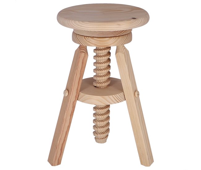 Taburete redondo giratorio en madera, acabado SIN barniz, 29x29x64 cm ...