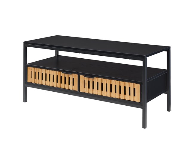 Mesa de centro Luniehti 100x40x48 cm - Negro/Natural [en.casa] - Conforama