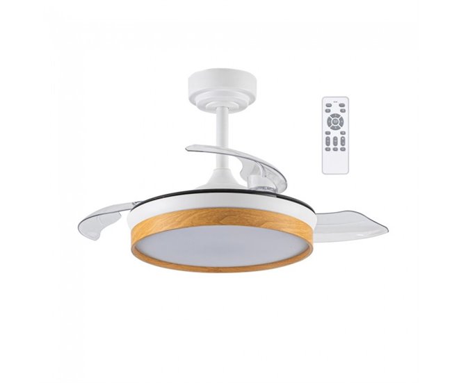 Ventilador de techo LED aspas plegables Tamero Mini Haya CCT Dim 46W ...