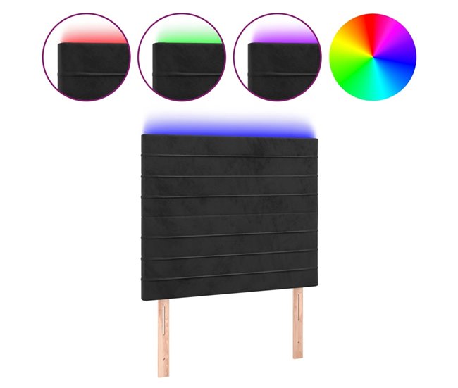 vidaXL Cabecero con luces LED terciopelo azul oscuro 80x5x118/128 cm ...