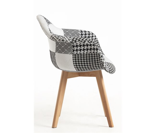 Pack 2 Sillas Belu Patchwork - Patchwork blanco y negro - Conforama
