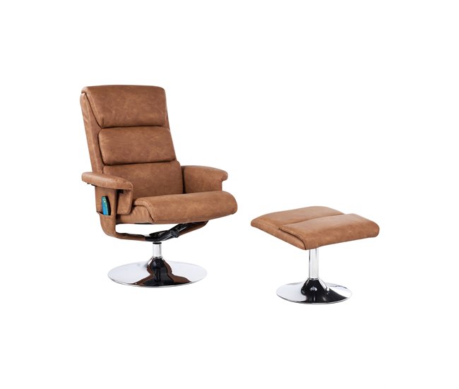 Sillón reclinable LEGEND con reposapiés Piel sintética Beige claro ...