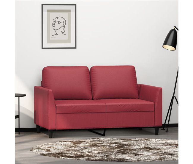 vidaXL Sofá de 2 plazas de cuero sintético rojo vino 120 cm - Conforama