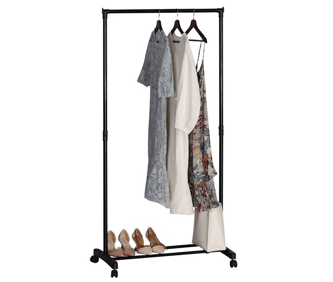 Burro de ropa perchero de Estancia Moderna en color Negro con ruedas y ...