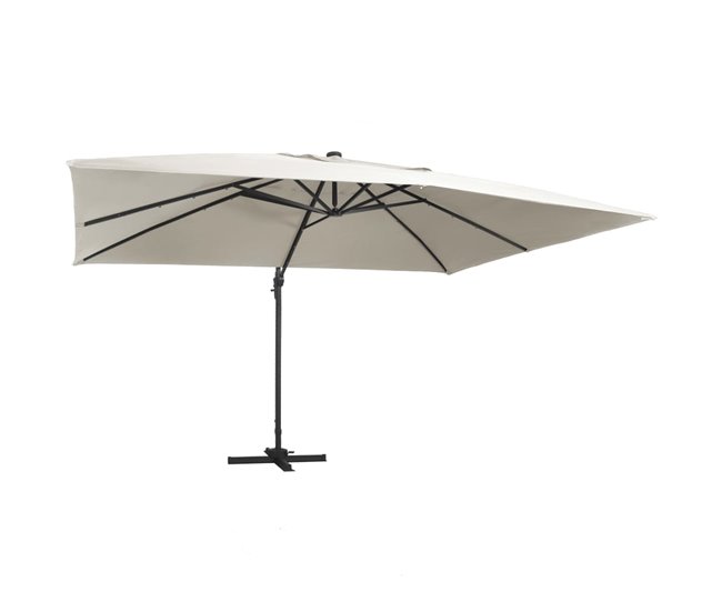 Sombrilla desplazada con luces LED de aluminio 400 x 300 cm verde 02 ...