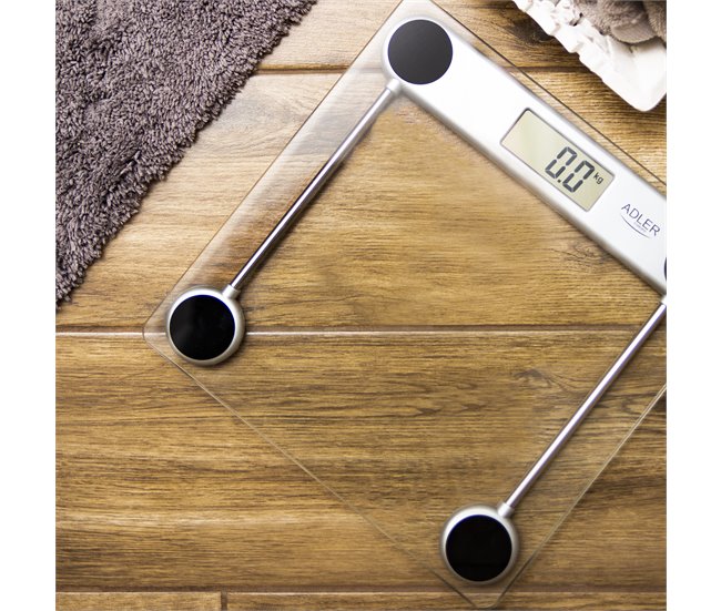 Adler AD 8121 Báscula de Baño Digital Cristal Templado, Alta Medición 150 kg 100 g, Apagado ...