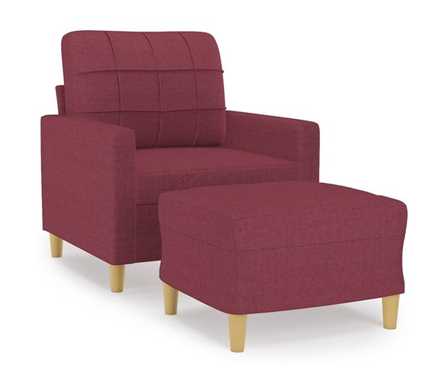 vidaXL Sillón con taburete tela rojo tinto 60 cm - Conforama