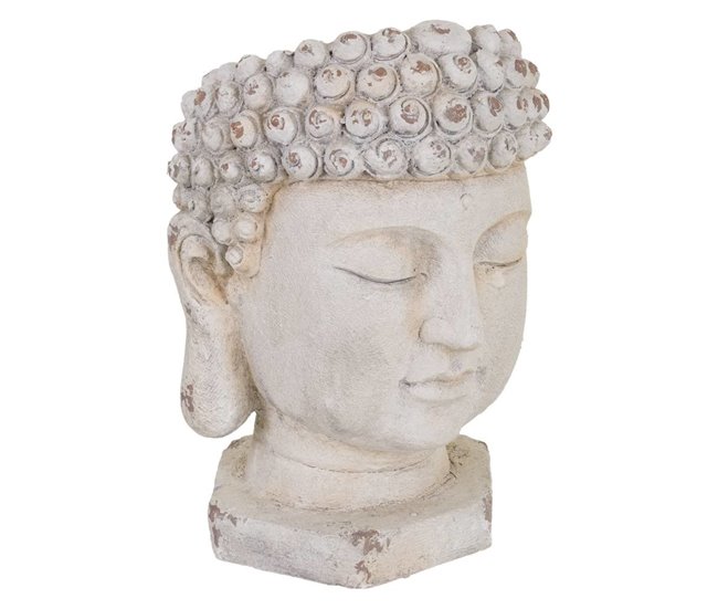 Macetero cabeza buda magnesio blanco, 35x35x50h cm - Conforama