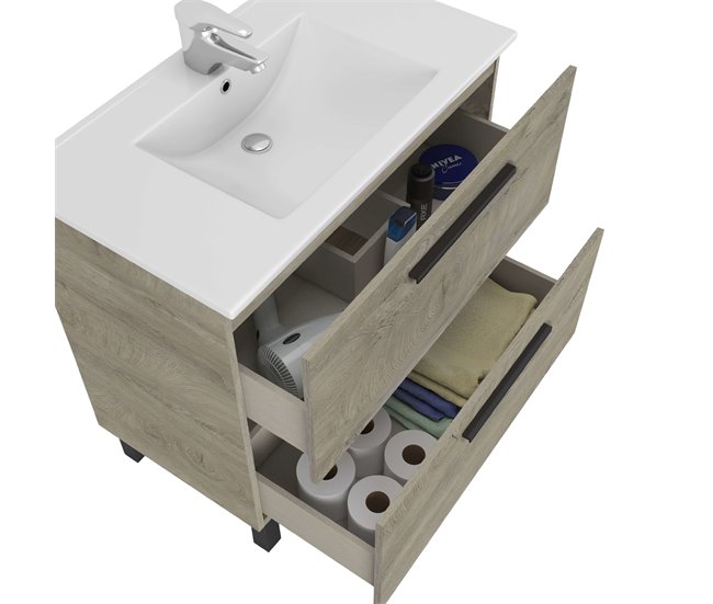 Pack de Baño Athena Estilo Natural en Color Roble Alaska con Mueble de ...