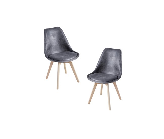 Pack 2 Sillas Synk Vintage - Gris claro - Conforama