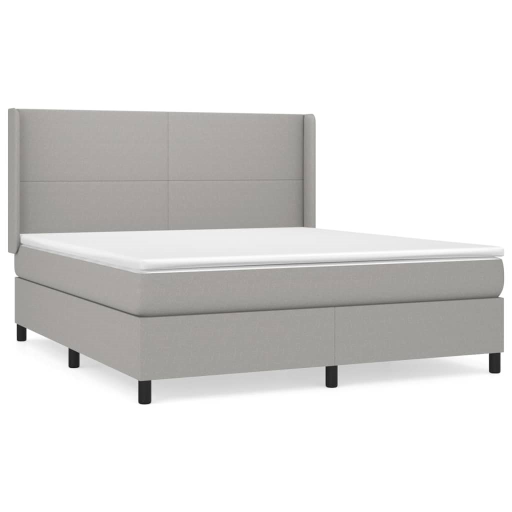 Cama box spring con colchón tela gris claro 180x200 cm Diseño plano ...