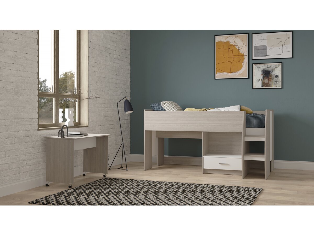 Cama combinada con escritorio 1 cajón 90x200 cm somier incluido - NANO ...