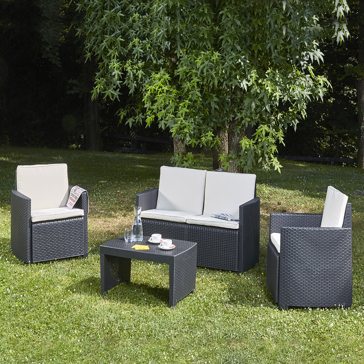 HAUSBED - Butaca Sofa Exterior - Siracusa - Gris-Antrácita - 63x58x74cm ...