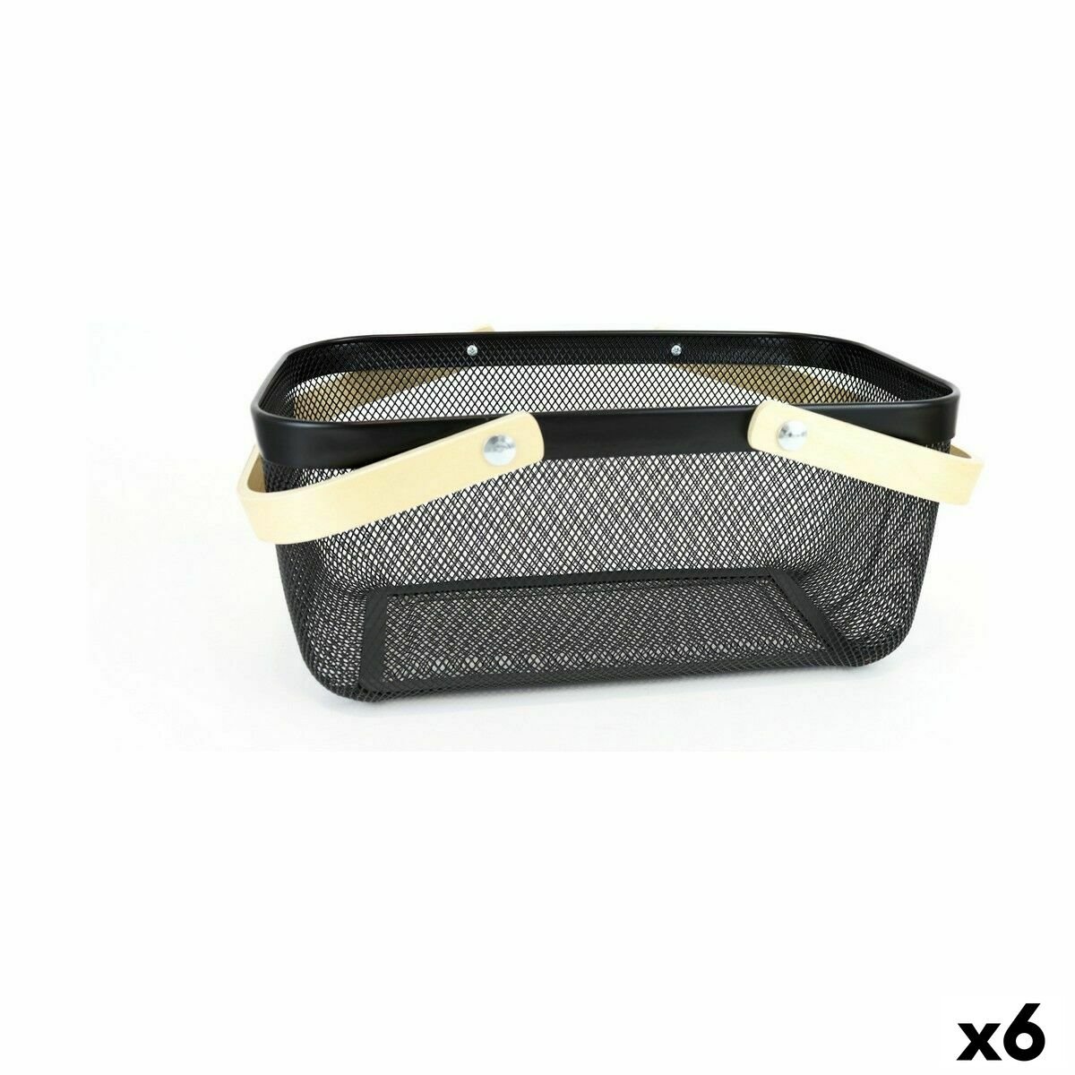 Cesta Multiusos Confortime Metal Madera 40 x 28 x 18 cm (6 Unidades) - Conforama