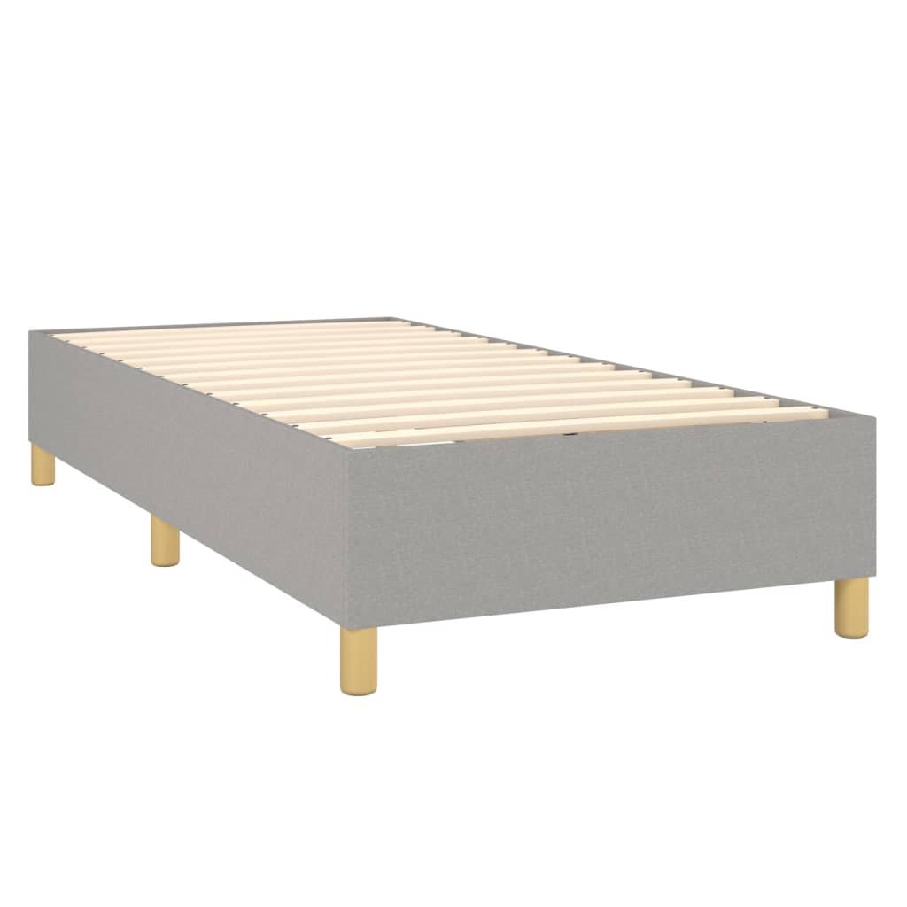Cama box spring con colchón tela gris claro 100x200 cm Liso con clavos ...