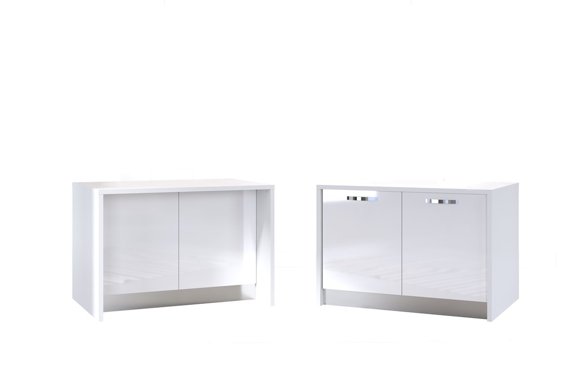 Isla de cocina GILDA ICE 120cm blanco y blanco brillante - Conforama