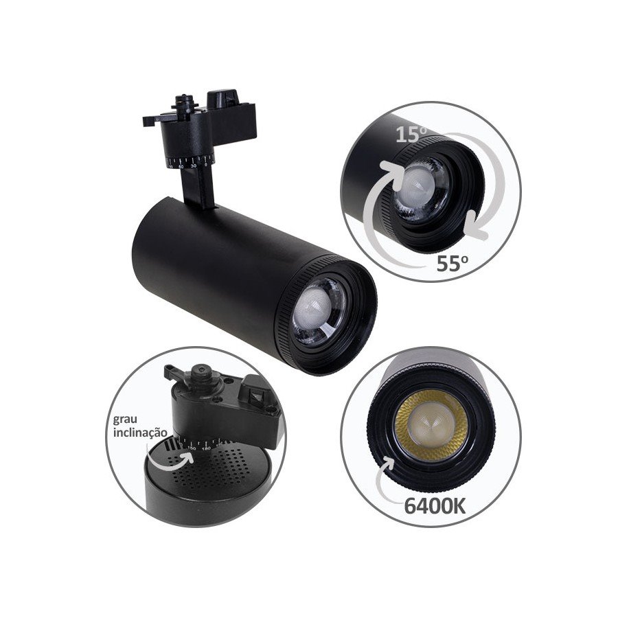 foco metal color negro serie argos 8cm - Conforama