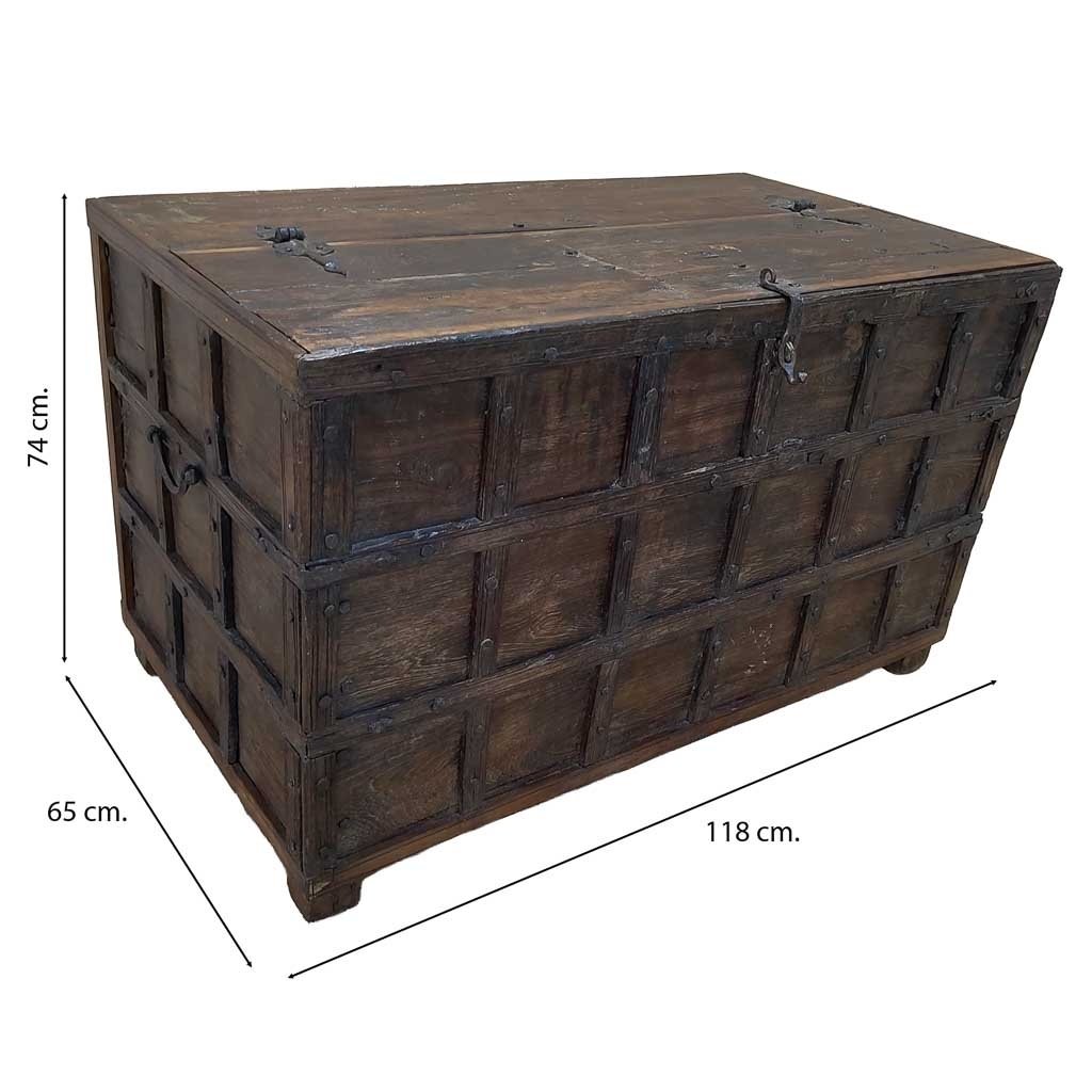Baúl de madera artesanal 118x65x74h cm - Conforama