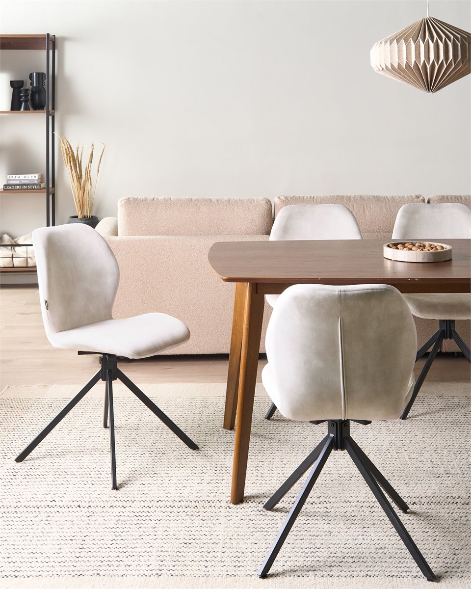 Conjunto de 4 sillas de comedor giratoria MORRISON Terciopelo Beige ...