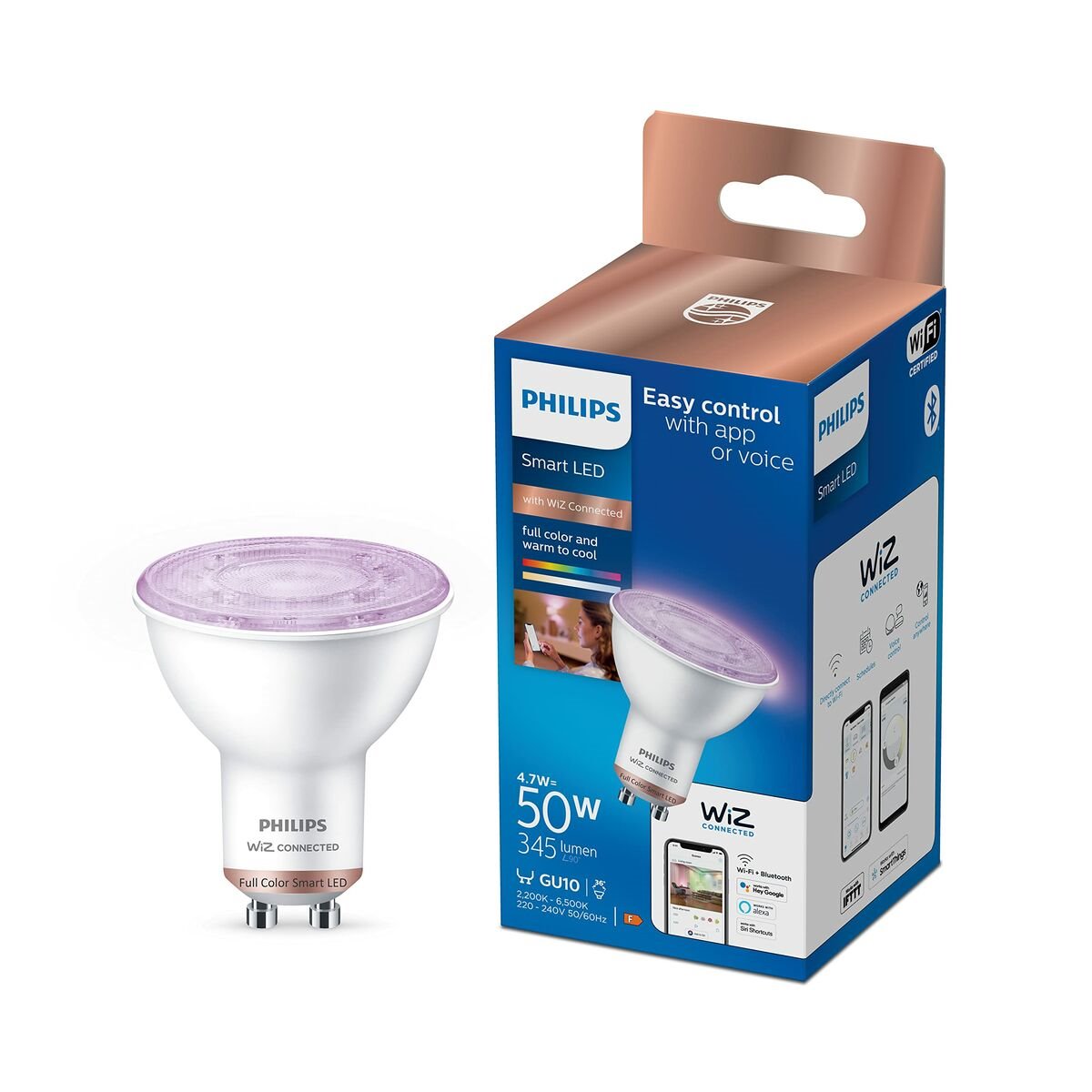 Bombilla Inteligente Philips Wiz Full Colors LED RGB 345 lm 4,7 W GU10 ...