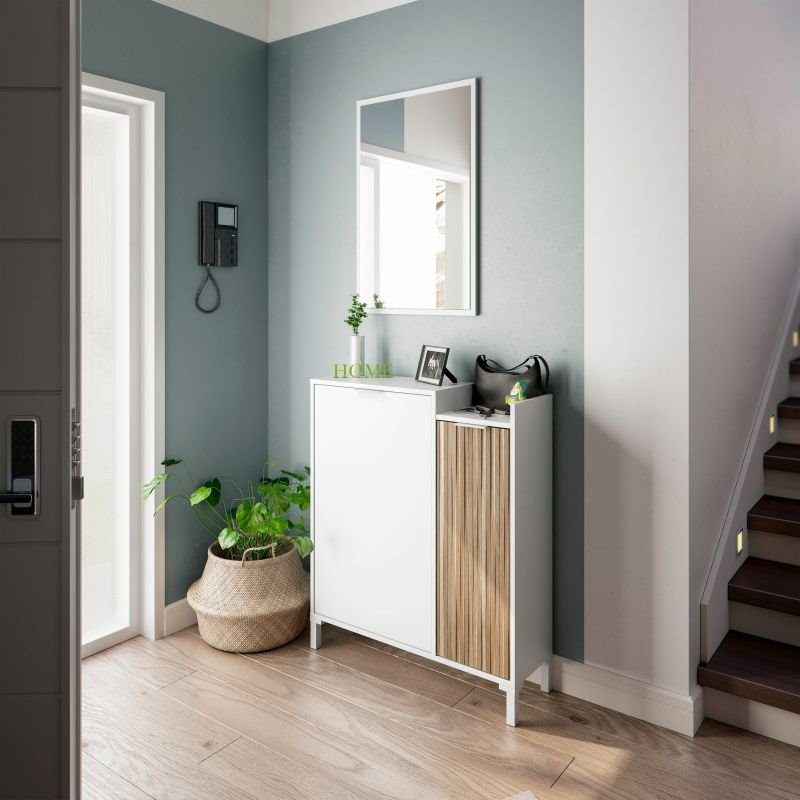 Recibidor Ethna Blanco Artik (Blanco Mate) - Natur 77 x 91 x 24 cm - Conforama