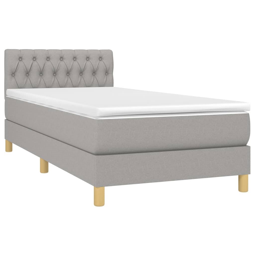 Cama box spring con colchón tela y LED gris claro 80x200 cm Diseño de ...
