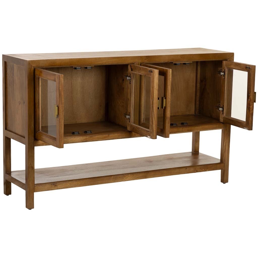 Aparador de madera marrón 4 puertas 150x40x90h cm - Conforama