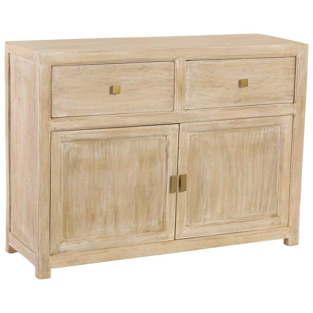 Aparador de madera beige 2 puertas y 2 cajones 120x40x88h cm - Conforama