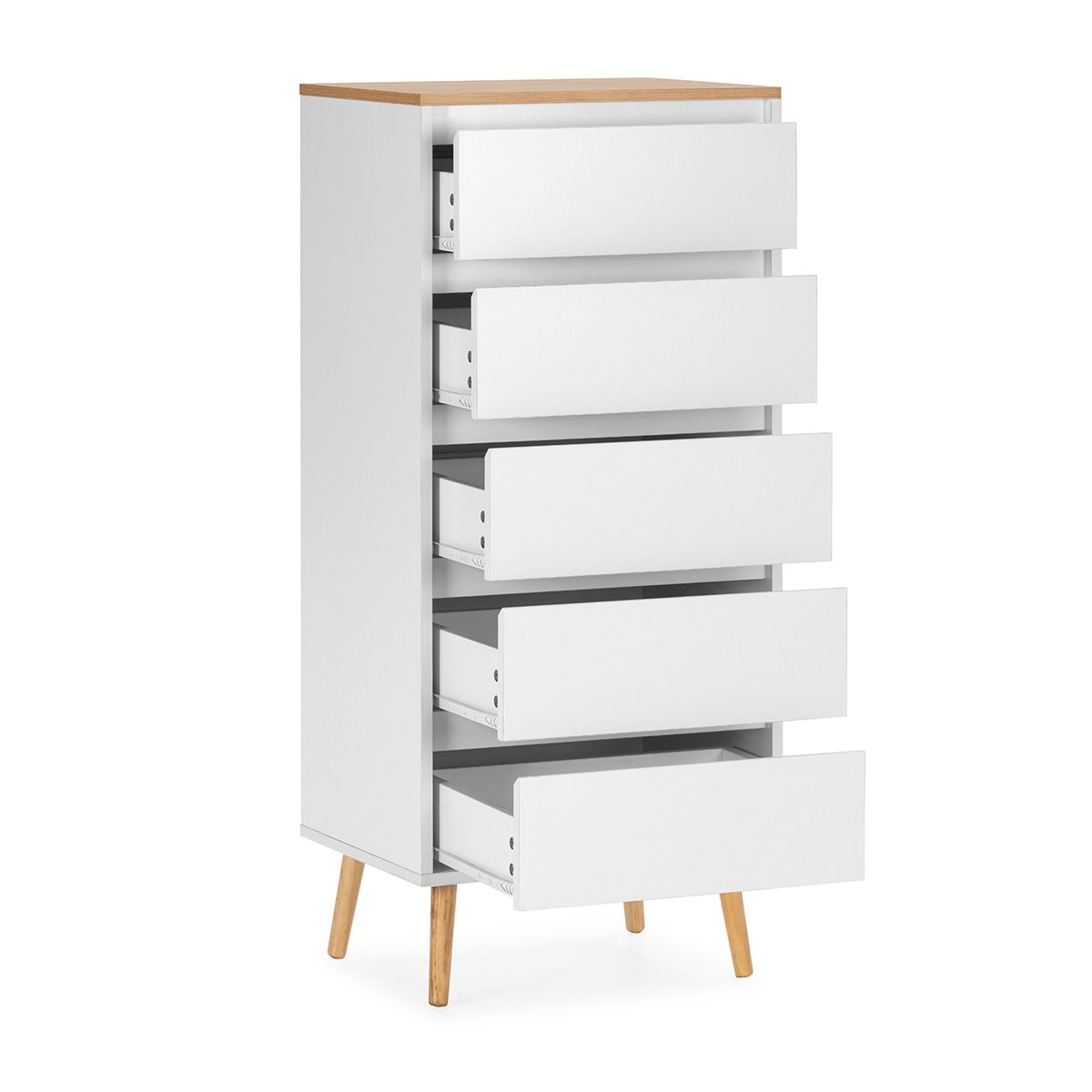 Cómoda alta Desi 5 cajones color Blanco - Conforama