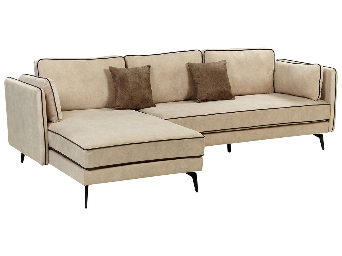 Sofá esquinero ALTAN Terciopelo Beige 3 plazas Derecha - Conforama