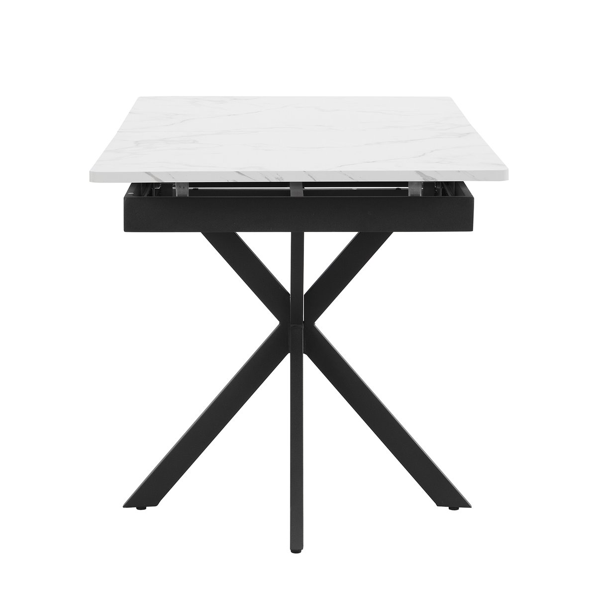 Mesa de comedor extensible - patas cruzadas de hierro forjado - tapa ...