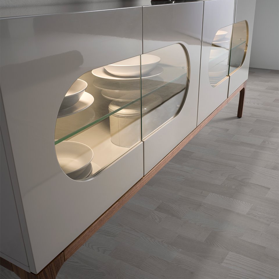 Aparador de diseño moderno con estructura de madera de MDF color gris y ...