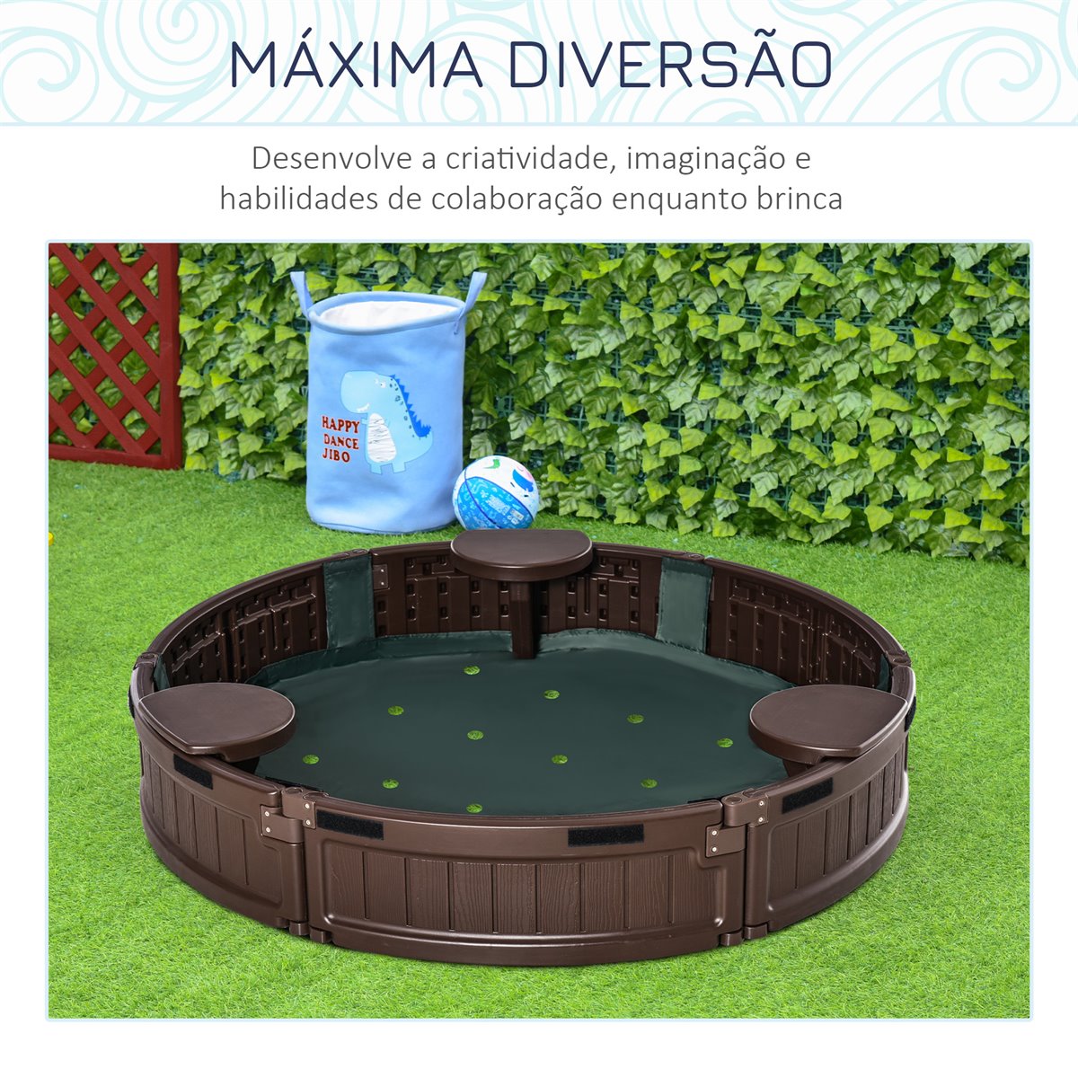 Outsunny Arenero para Niños de +3 Años Arenero Infantil Redondo con ...