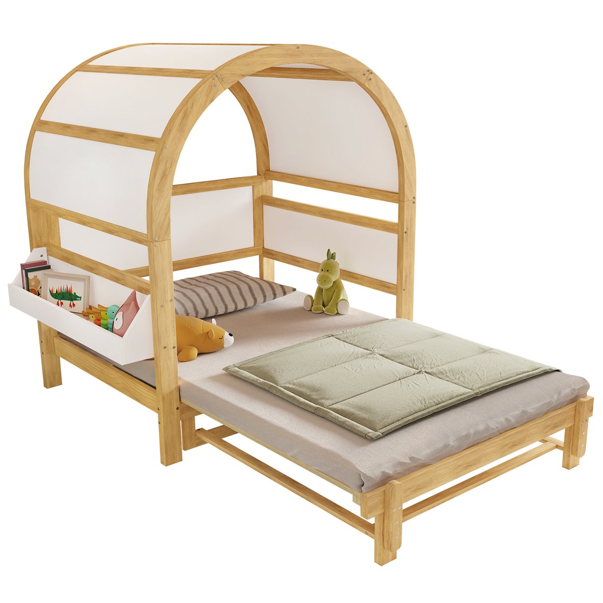Cama extensible,cama infantil de madera de pino 140x200 cm,natural ...