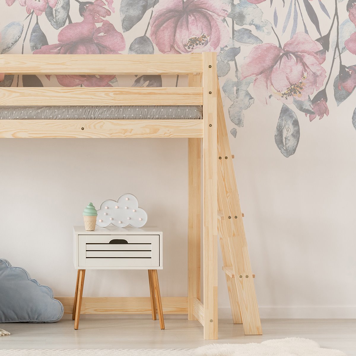 Cama de media altura 90x190 con somier Mark Madera - Conforama