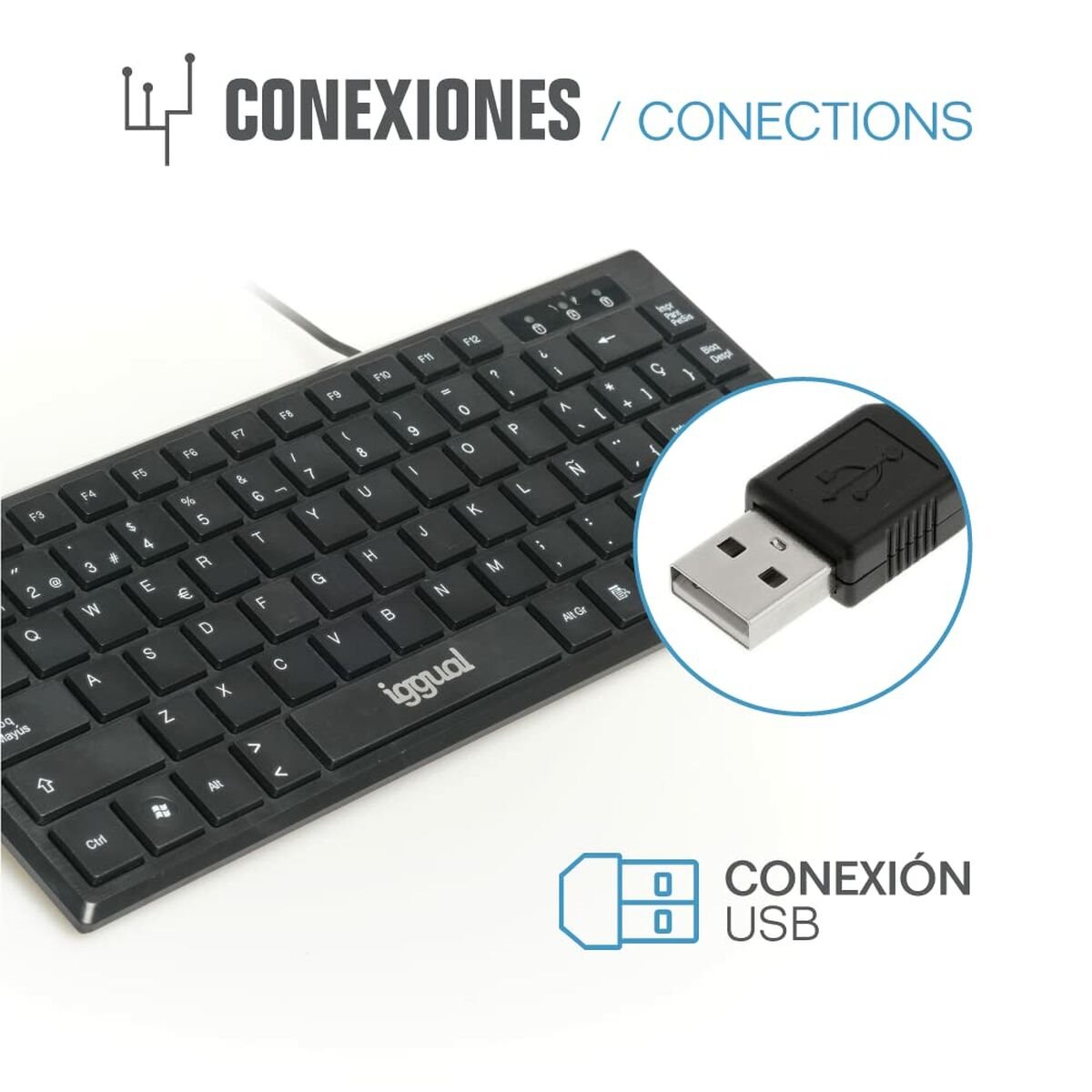 Teclado iggual Teclado USB compacto TKL Slim TKL-USB negro Negro ...